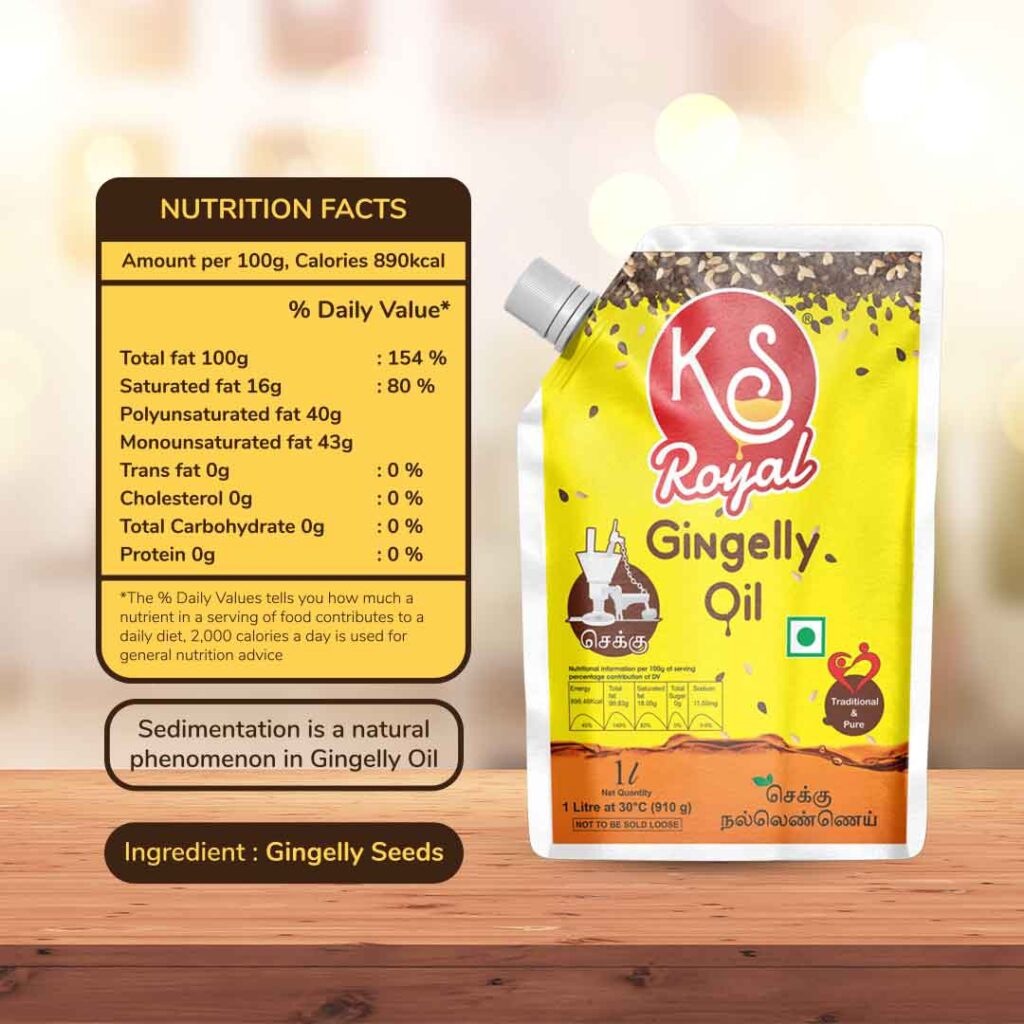 GINGELLY OIL / SESAME OIL 1LTR SUPER POUCH – KS Royal